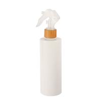China White Flat Shoulders PET Natural Bamboo Trigger Spray Bottle For Perfume Toner for sale