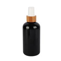 China Round Shoulder Cosmetic Spray Bottle Natural Bamboo PET Perfume Spray Bottle for sale