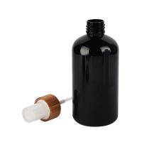 China Round Shoulder Cosmetic Spray Bottle Natural Bamboo PET Perfume Spray Bottle for sale