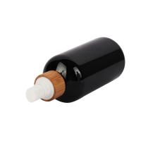 China Round Shoulder Cosmetic Spray Bottle Natural Bamboo PET Perfume Spray Bottle for sale