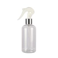 China Luxury Transparent Spray Bottle Round Shoulder PET Anodized Aluminum Trigger Spray Bottle for sale