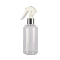 China Luxury Transparent Spray Bottle Round Shoulder PET Anodized Aluminum Trigger Spray Bottle for sale