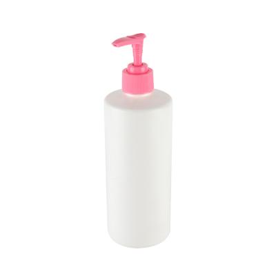 China 500ML Pink Lotion Pump Bottle Flat Shouldered 250ml Plastic PET Shampoo Pump Bottle for sale