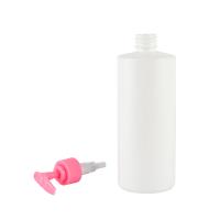 China 500ML Pink Lotion Pump Bottle Flat Shouldered 250ml Plastic PET Shampoo Pump Bottle for sale