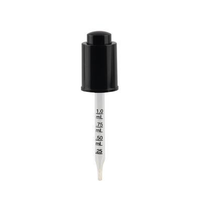 China Matte Black Plastic Cosmetic Dropper 20/410 Press Type Glass Graduated Pipette for sale