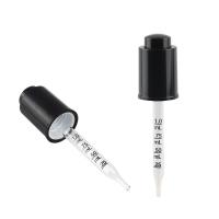 China Matte Black Plastic Cosmetic Dropper 20/410 Press Type Glass Graduated Pipette for sale