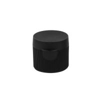 China PP Plastic Flip Top Cap 24/410 Matte Black Ribbed Cosmetic Lotion Bottle Cap for sale