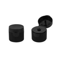China PP Plastic Flip Top Cap 24/410 Matte Black Ribbed Cosmetic Lotion Bottle Cap for sale