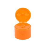 China Orange 24/410 Plastic Flip Top Bottle Lids For Cosmetics Sunscreen And Shampoo for sale