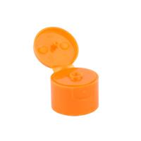 China Orange 24/410 Plastic Flip Top Bottle Lids For Cosmetics Sunscreen And Shampoo for sale