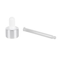 China 18/410 Silver Shiny Aluminum Glass Dropper Cap Essential Oil Glass Dropper Pipette for sale