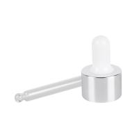 China 18/410 Silver Shiny Aluminum Glass Dropper Cap Essential Oil Glass Dropper Pipette for sale