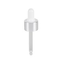 China 18/410 Silver Shiny Aluminum Glass Dropper Cap Essential Oil Glass Dropper Pipette for sale