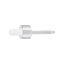 China 18/410 Silver Shiny Aluminum Glass Dropper Cap Essential Oil Glass Dropper Pipette for sale