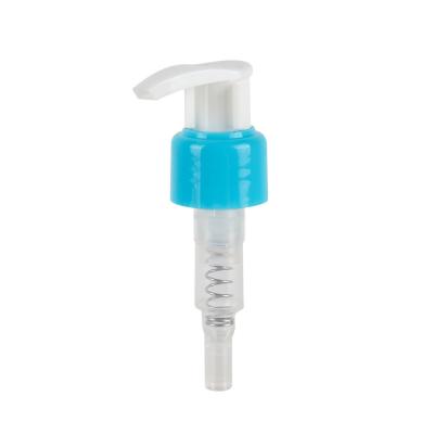 China 28/410 Sky Blue Left Right Clip Lock Lotion Pump Smooth Matte Plastic Lotion Pump for sale