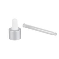China 18/410 Frosted Silver Aluminum Cosmetic Dropper Essential Oil Glass Pipette Dropper for sale