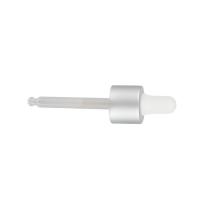 China 18/410 Frosted Silver Aluminum Cosmetic Dropper Essential Oil Glass Pipette Dropper for sale