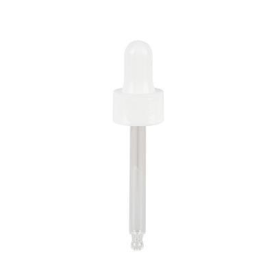 China 18/410 White Smooth Glass Dropper Caps With Silicone Tip Essential Oil Pipette Dropper for sale