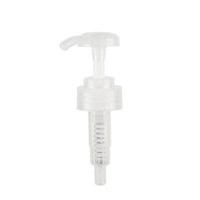China Transparent Striped 28/410 Lotion Pump Spiral Bottom Locking Liquid Dispenser Pump for sale