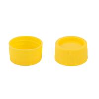 China Yellow Striped PP Plastic Screw On Cap Covers Rotating And Sealed Cap For Skin Care for sale