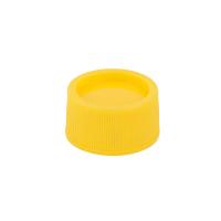 China Yellow Striped PP Plastic Screw On Cap Covers Rotating And Sealed Cap For Skin Care for sale