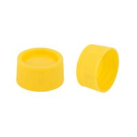 China Yellow Striped PP Plastic Screw On Cap Covers Rotating And Sealed Cap For Skin Care for sale