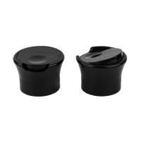 China Plastic Press Type Disc Top Cover Black 24/410 Flip Top Caps For Cosmetic Packaging for sale