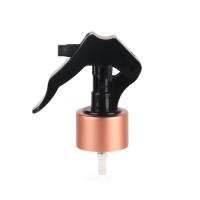 China 24/410 Black Plastic Mini Fine Mist Trigger Sprayer Rose Gold Aluminum Capped for sale