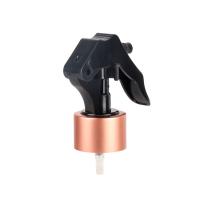 China 24/410 Black Plastic Mini Fine Mist Trigger Sprayer Rose Gold Aluminum Capped for sale