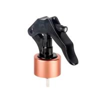 China 24/410 Black Plastic Mini Fine Mist Trigger Sprayer Rose Gold Aluminum Capped for sale
