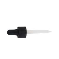 China 18/410 Black Matte Striped Cosmetic Dropper With Strong Suction Plastic Pipette Dropper for sale