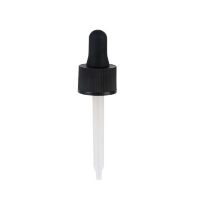 China 18/410 Black Matte Striped Cosmetic Dropper With Strong Suction Plastic Pipette Dropper for sale
