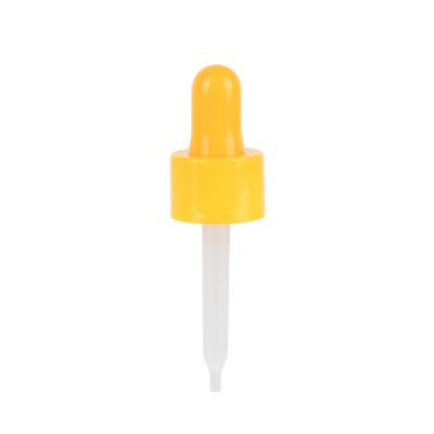 China Yellow Smooth Plastic Dropper Pipette 20/410 Cosmetics And Skin Care Dropper for sale