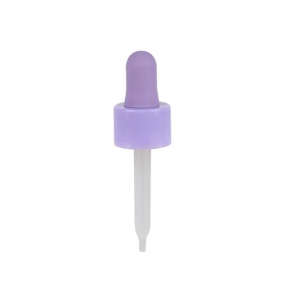 China Purple Glossy Plastic Pipette Dropper 18/410 20/410 Cosmetic Packaging Dropper for sale
