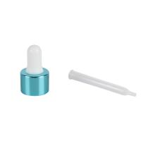 China Plastic Cosmetic Pipette 20/410 Mirror Like Blue Aluminum Capped Plastic Dropper for sale