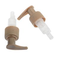 China Brown Striped PP Left Right Lock Pump 28/410 Body Lotion Pump Dispenser for sale
