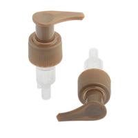 China Brown Striped PP Left Right Lock Pump 28/410 Body Lotion Pump Dispenser for sale