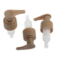 China Brown Striped PP Left Right Lock Pump 28/410 Body Lotion Pump Dispenser for sale