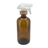 China Amber Boston Glass Sprayer Bottle With Bamboo Cap 500Ml Fine Mist Sprayer Bottle for sale