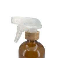 China Amber Boston Glass Sprayer Bottle With Bamboo Cap 500Ml Fine Mist Sprayer Bottle for sale