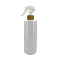 China White PET Plastic Spray Bottle With Switch 250ml Spray Bottle With A Natural Bamboo Cap for sale
