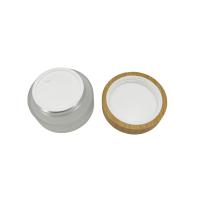 China 30g 50g Frosted Glass Cosmetic Jars With Bamboo Lids Luxury Face Cream Container for sale