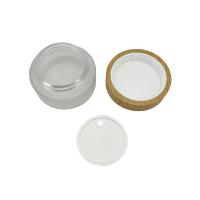 China 30g 50g Frosted Glass Cosmetic Jars With Bamboo Lids Luxury Face Cream Container for sale