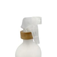 China 500ml 16 Ounce Matte White Luxury Spray Bottle Square Gun Sprayer With Bamboo Cap for sale