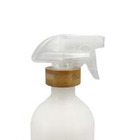 China 500ml 16 Ounce Matte White Luxury Spray Bottle Square Gun Sprayer With Bamboo Cap for sale