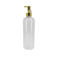 China 250ml 500ml Plastic Transparent Lotion Bottle With Golden Pump Heads And Snap Fastened for sale