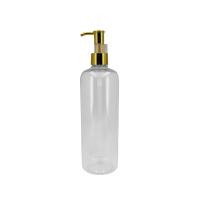 China 250ml 500ml Plastic Transparent Lotion Bottle With Golden Pump Heads And Snap Fastened for sale