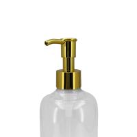 China 250ml 500ml Plastic Transparent Lotion Bottle With Golden Pump Heads And Snap Fastened for sale
