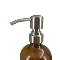 China Luxury 8oz 16oz Glass Clear Amber Boston Round Pump Bottles For Hand Lotion Shampoo for sale