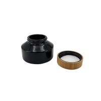 China Black Glass Cosmetic Cream Jar With Bamboo Lid 30ml 50ml Facial Cream Containers for sale